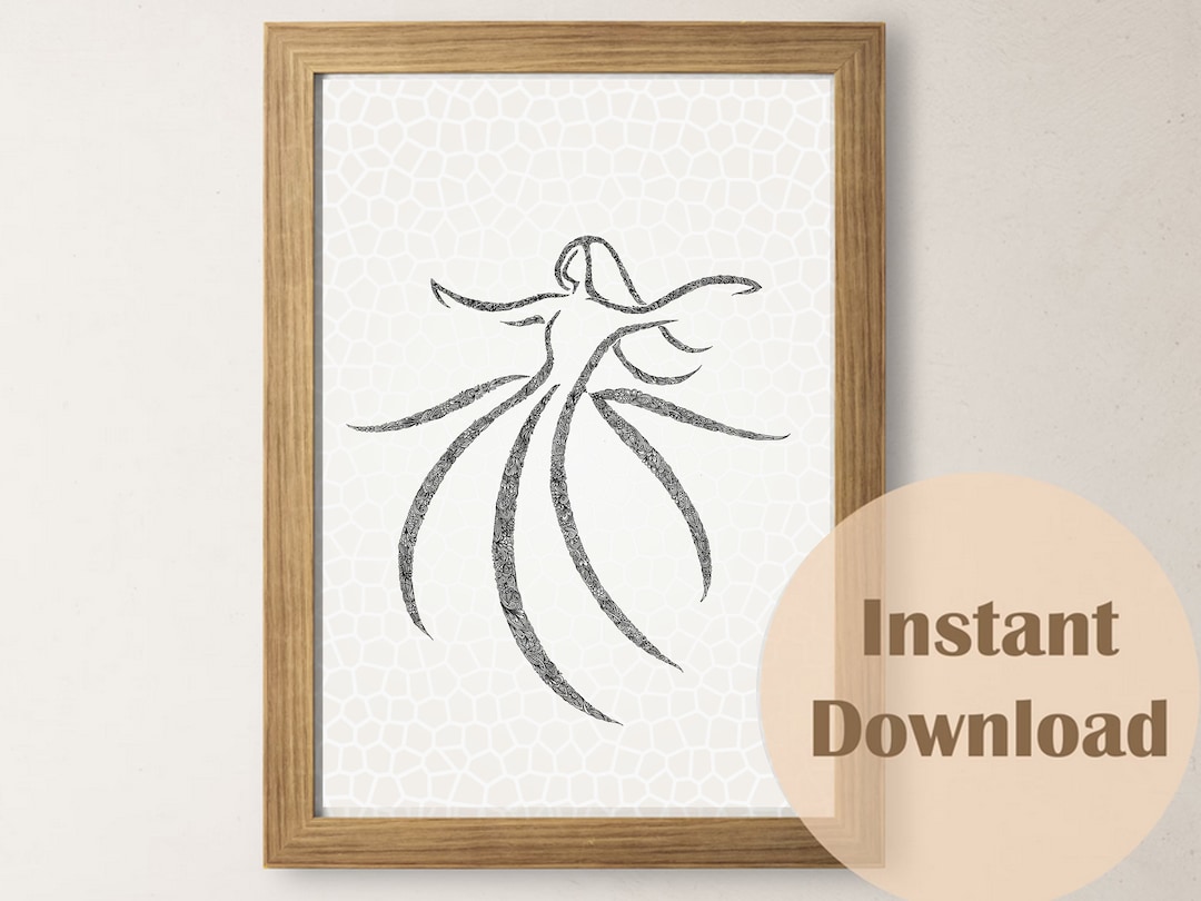 Minimalist Whirling Dervish Printable Sufi Wall Art Home Decor, Rumi ...