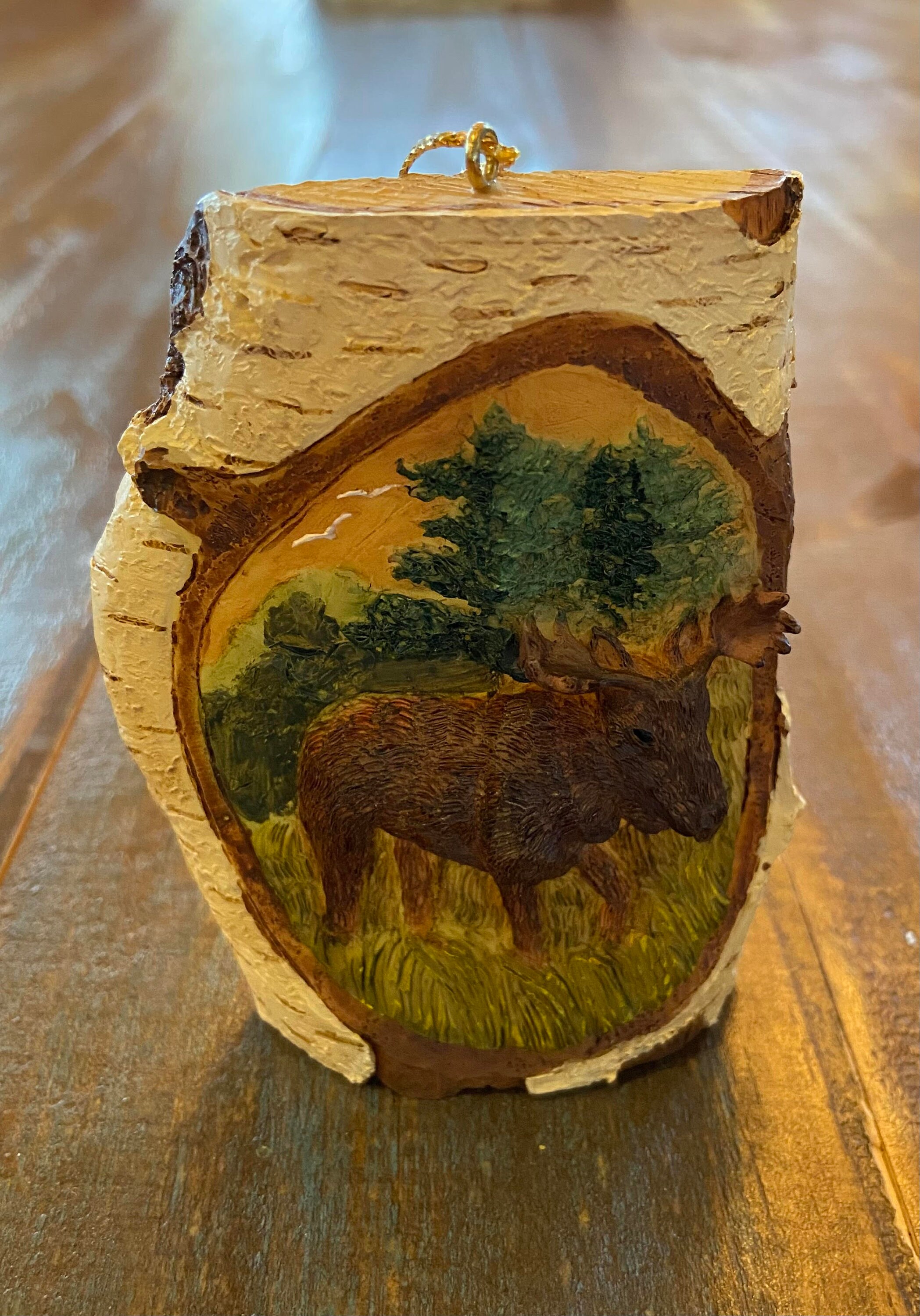 Vintage Hand Carved Moose Wood Ornament - Etsy