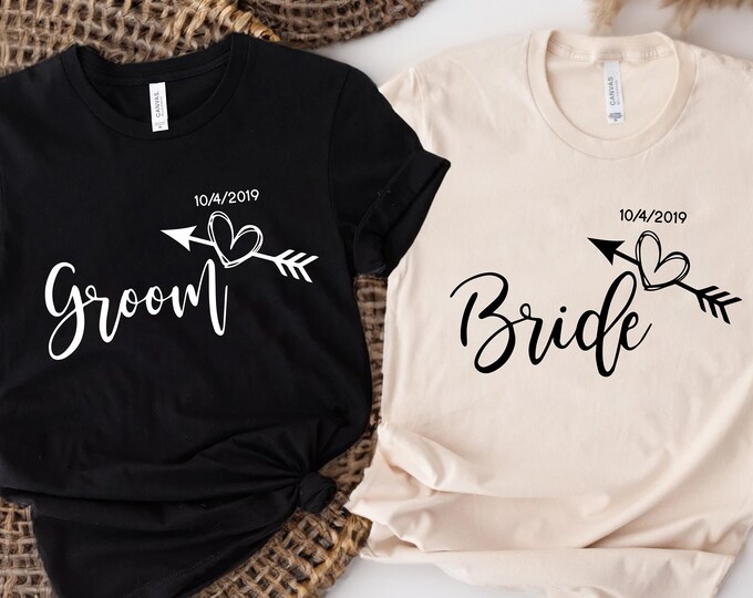 Bride and Groom Matching Tees, Wedding Day Gift,wedding Date Shirt ...