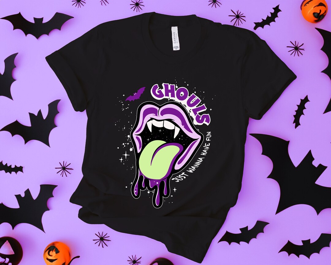 Ghouls Just Wanna Have Fun Shirt, Retro Halloween Shirt, Vampire Lips ...