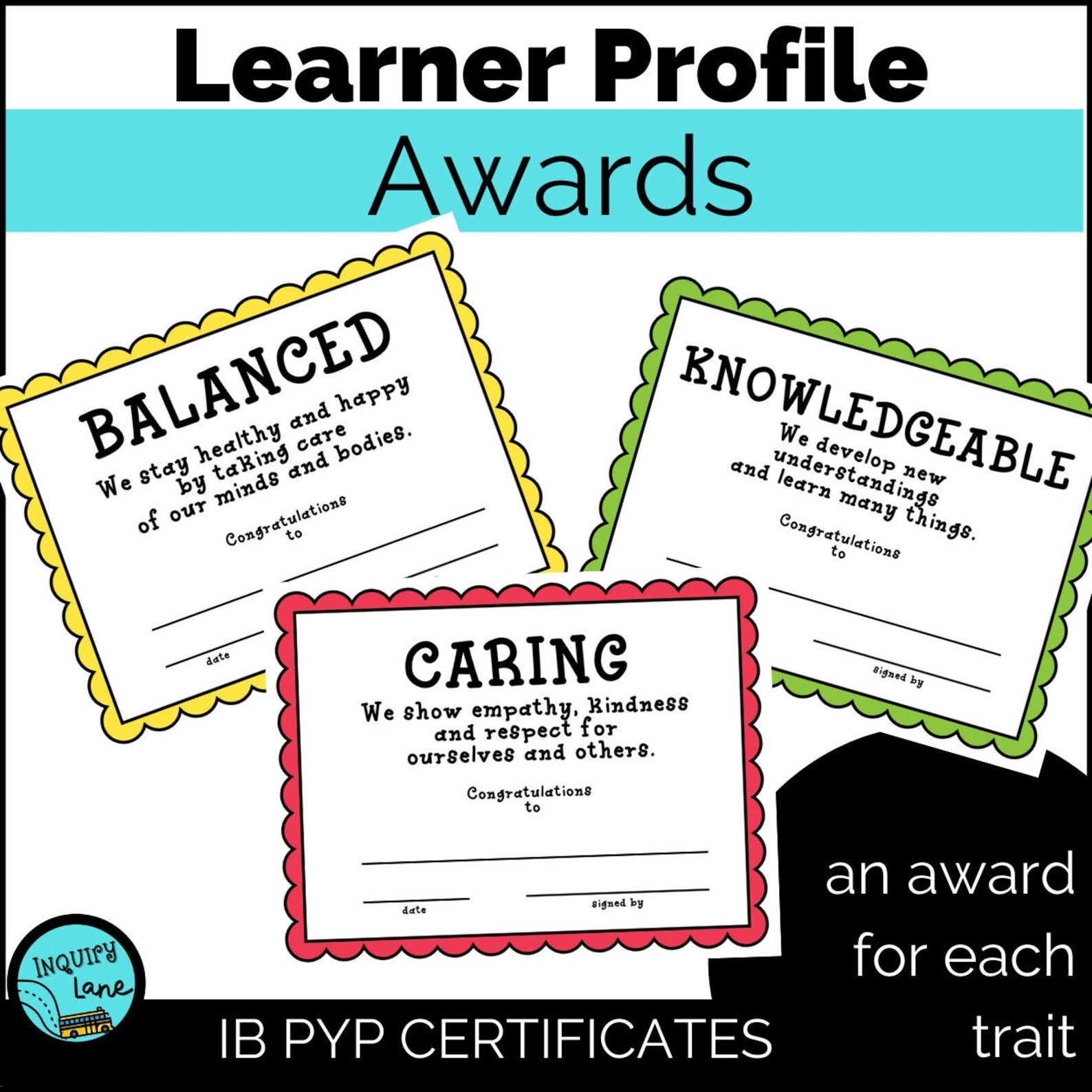 IB PYP Learner Profile Award Certificates Social Emotional Learning - Etsy