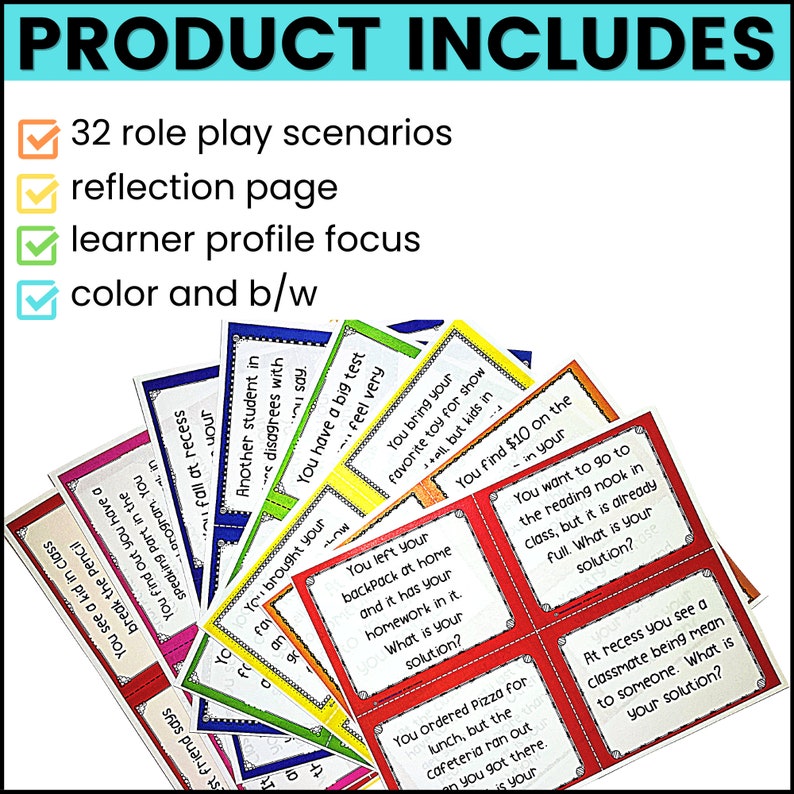 SEL Role Play Scenario Task Card Set for IB PYP Learner Profile Social ...