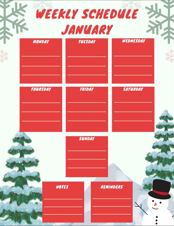 January Weekly Planner Winter Themed Not Dated Printable - Etsy