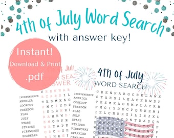 Fourth of July Word Search, Independence Day Word Search, 4th of July ...
