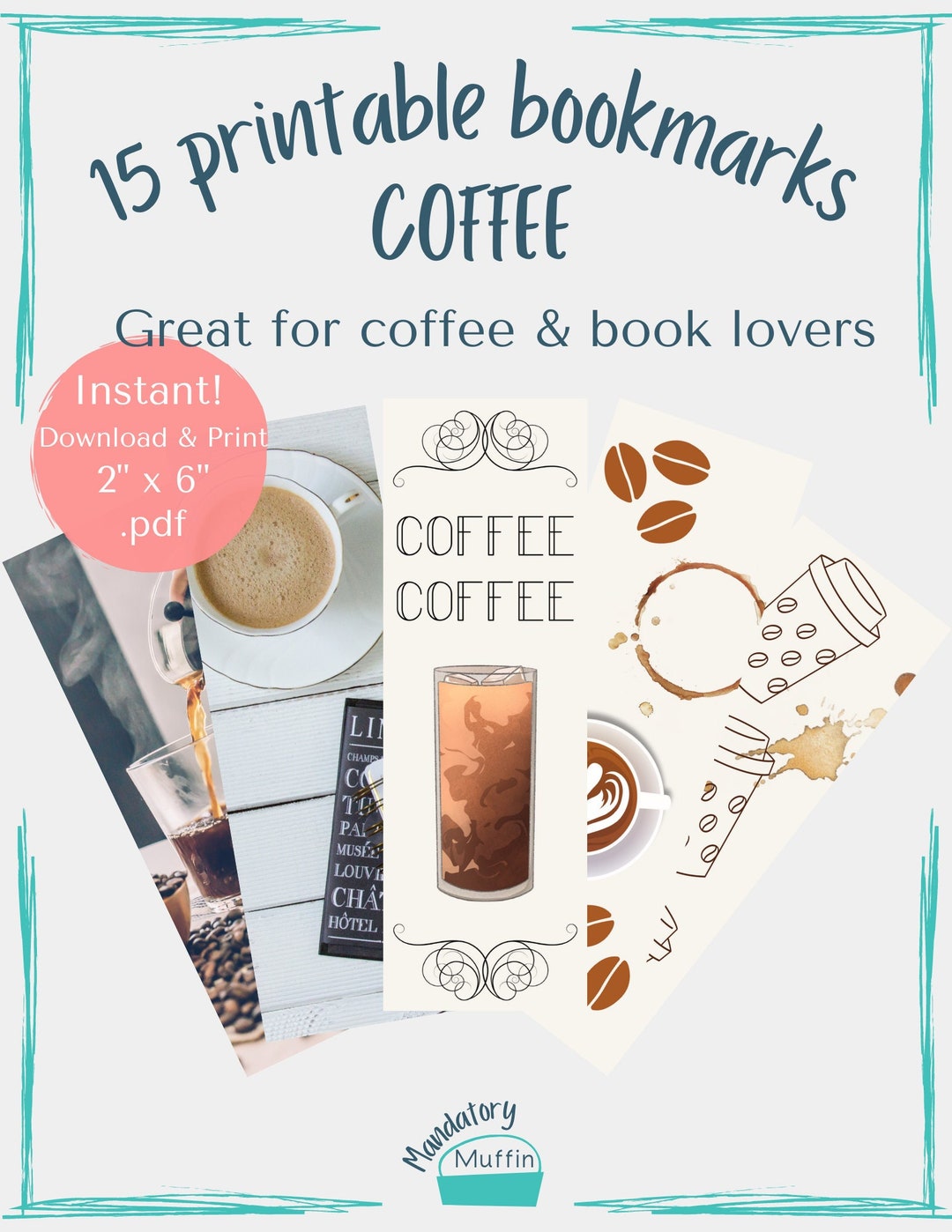Bookmarks, Coffee Bookmark, Printable Bookmarks, Bookmark for Gifts ...