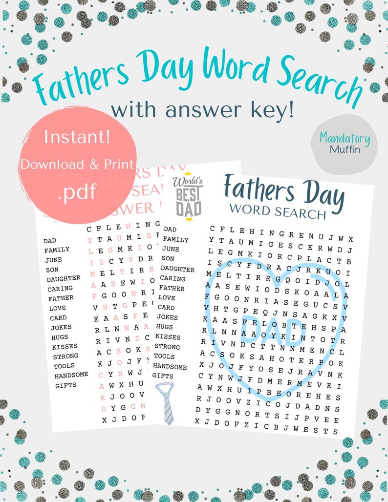 Fathers Day Word Search, Printable Word Search, Fathers Day Activity ...