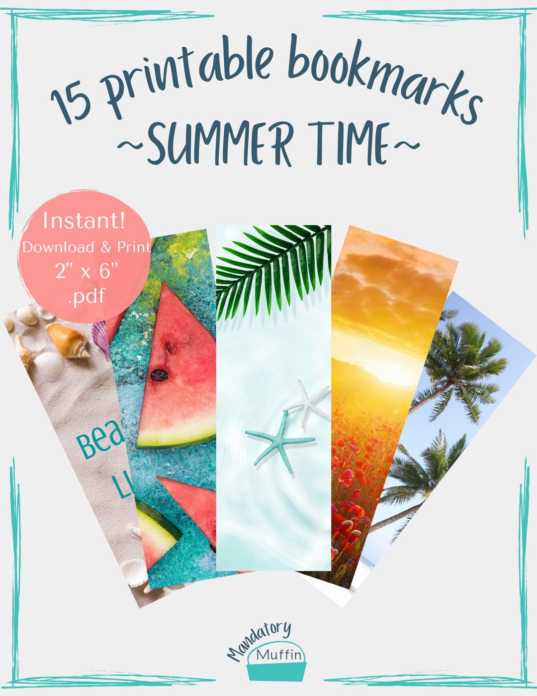 Bookmarks, Summer Bookmark, Printable Bookmarks, Bookmarks for Gifts ...