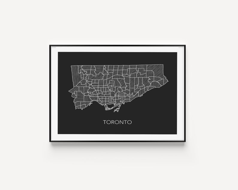 Toronto Neighbourhood Map | Toronto City Map | Minimalist Map | Black ...