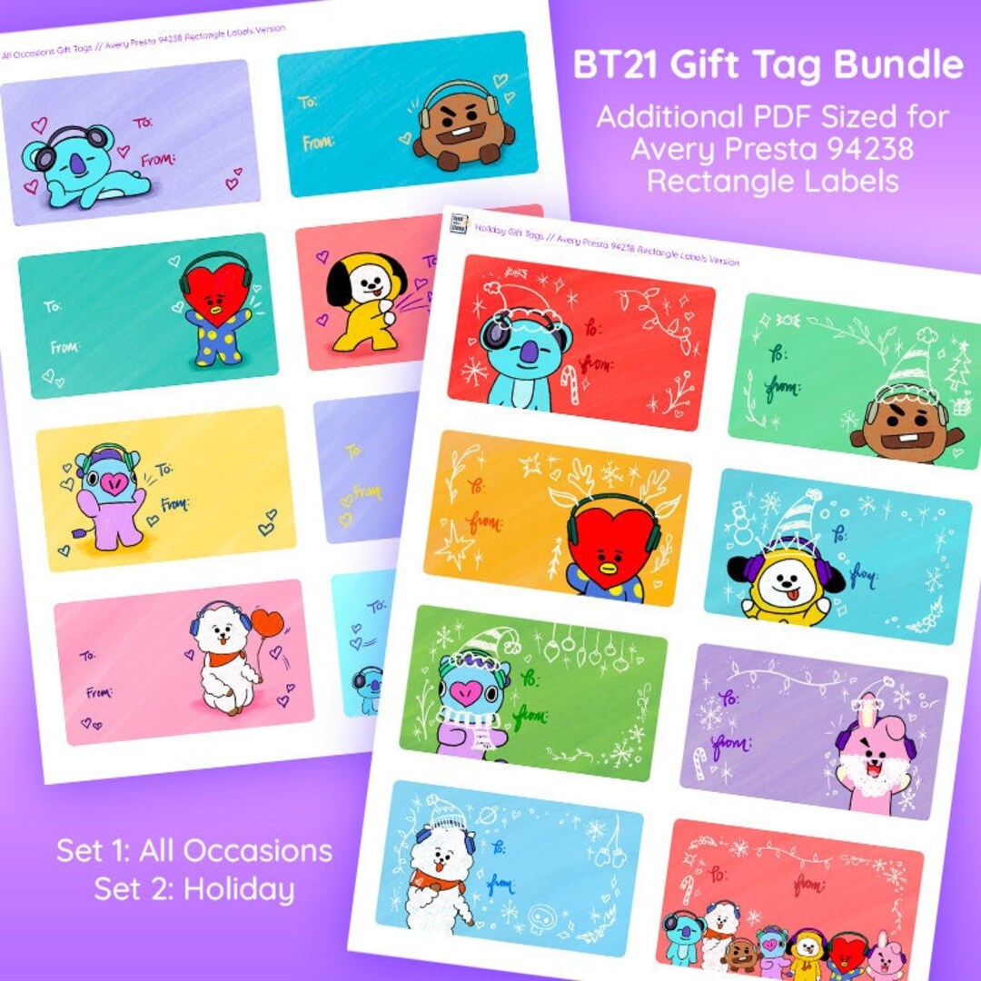 BTS / BT21 Etiquetas de regalo / Etiquetas de regalo navideño - Etsy México
