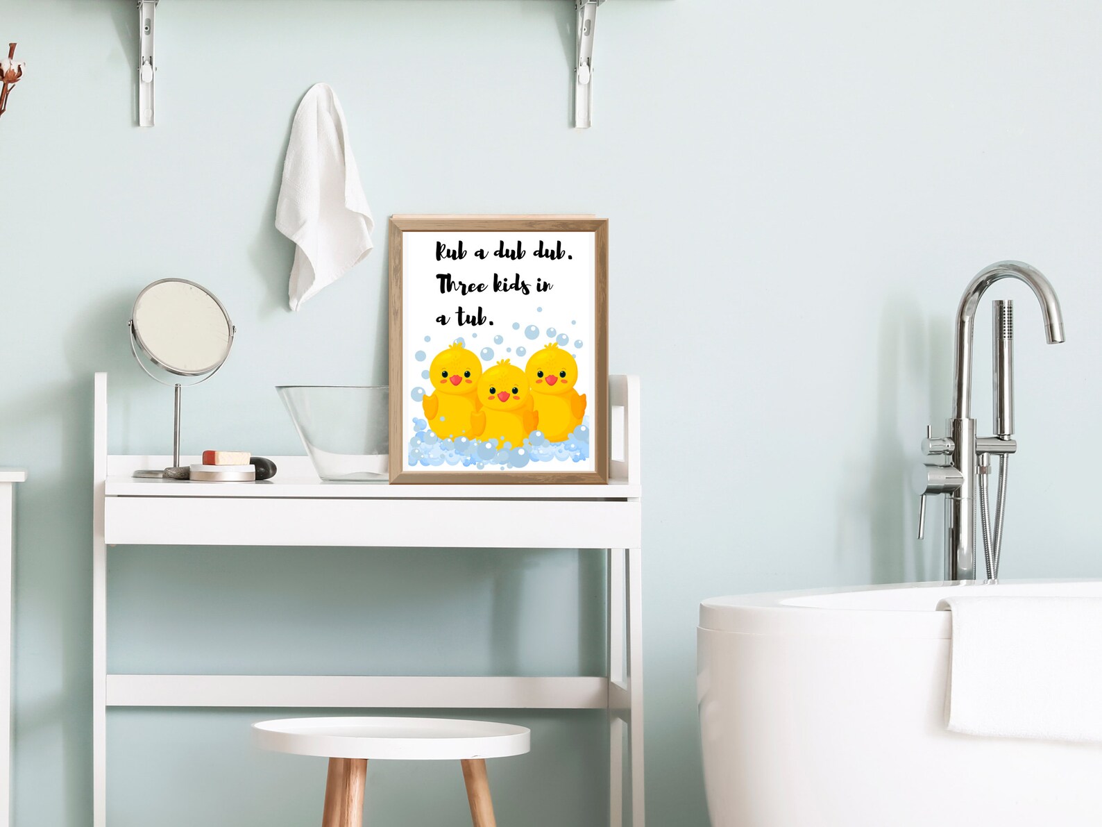 Rubber Ducky Kids Bathroom Print – "rub a Dub Dub" Nursery Rhyme ...