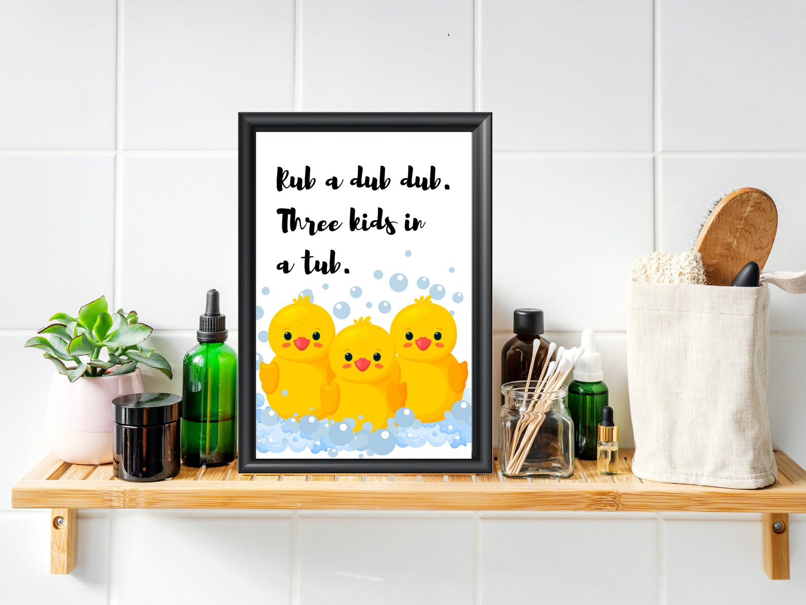 Rubber Ducky Kids Bathroom Print – "rub a Dub Dub" Nursery Rhyme ...