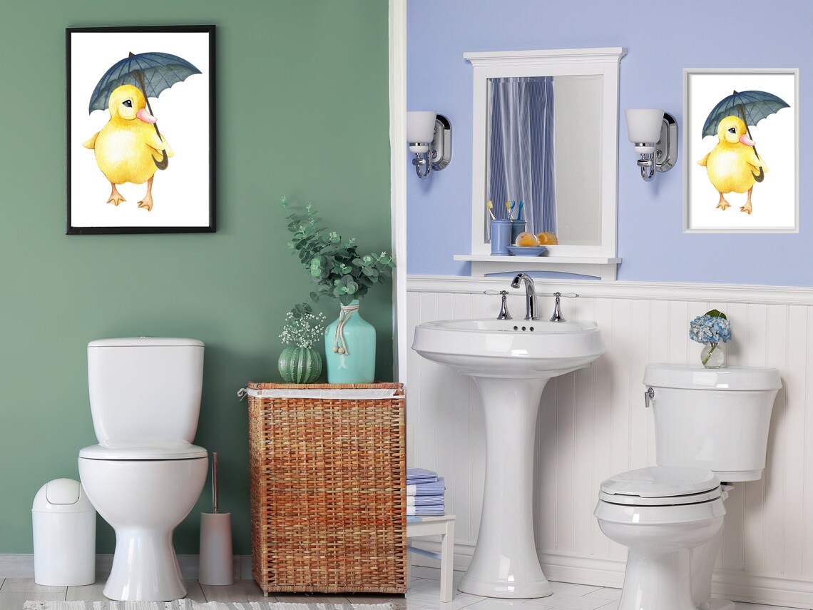 Set of 3 Elegant Duck Art Watercolor Ducks Cute Ducks With Umbrellas ...