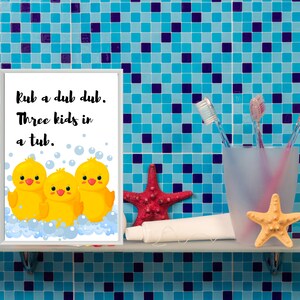 Rubber Ducky Kids Bathroom Print – "rub a Dub Dub" Nursery Rhyme ...