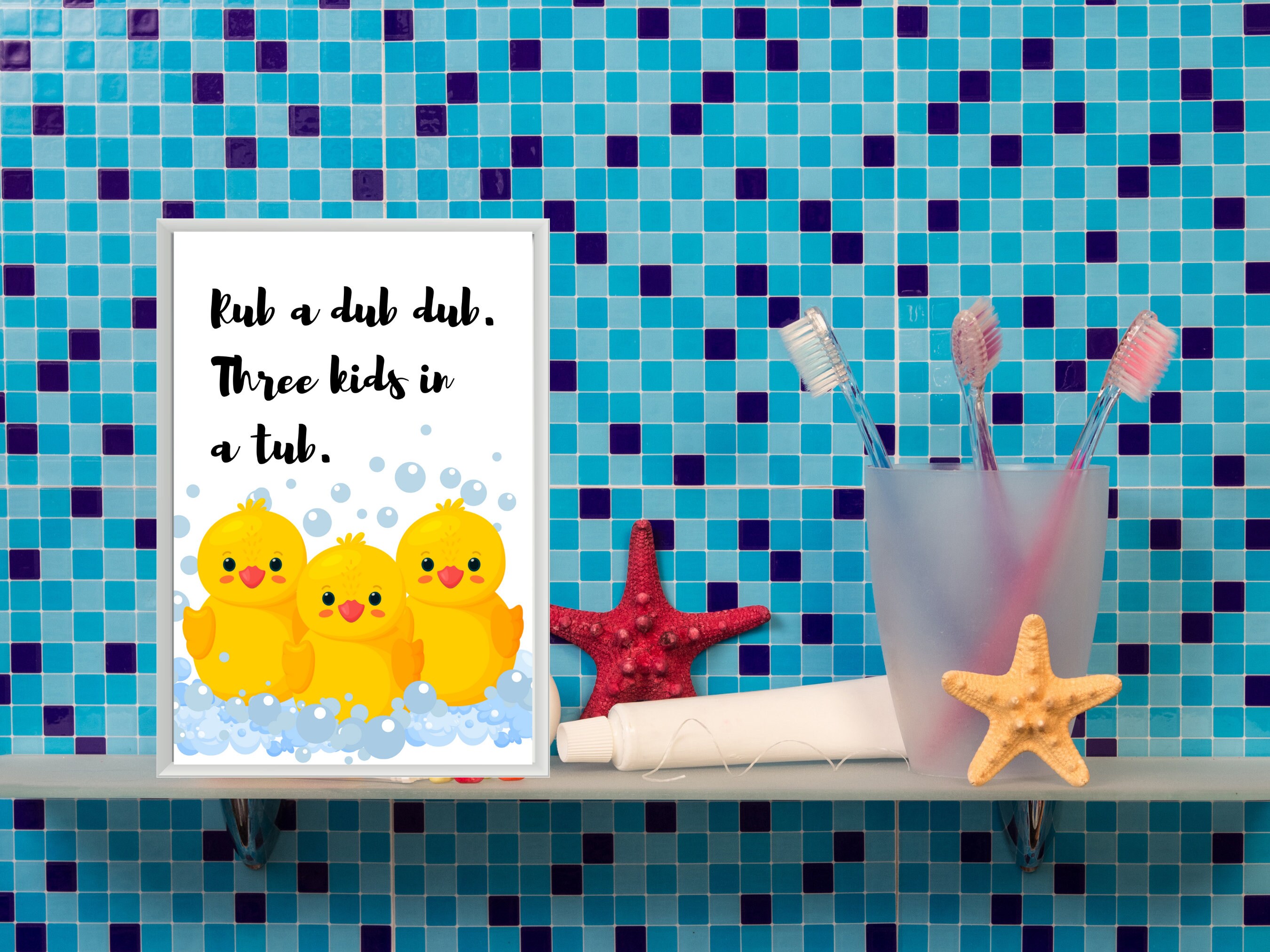 Rubber Ducky Kids Bathroom Print – "rub a Dub Dub" Nursery Rhyme ...
