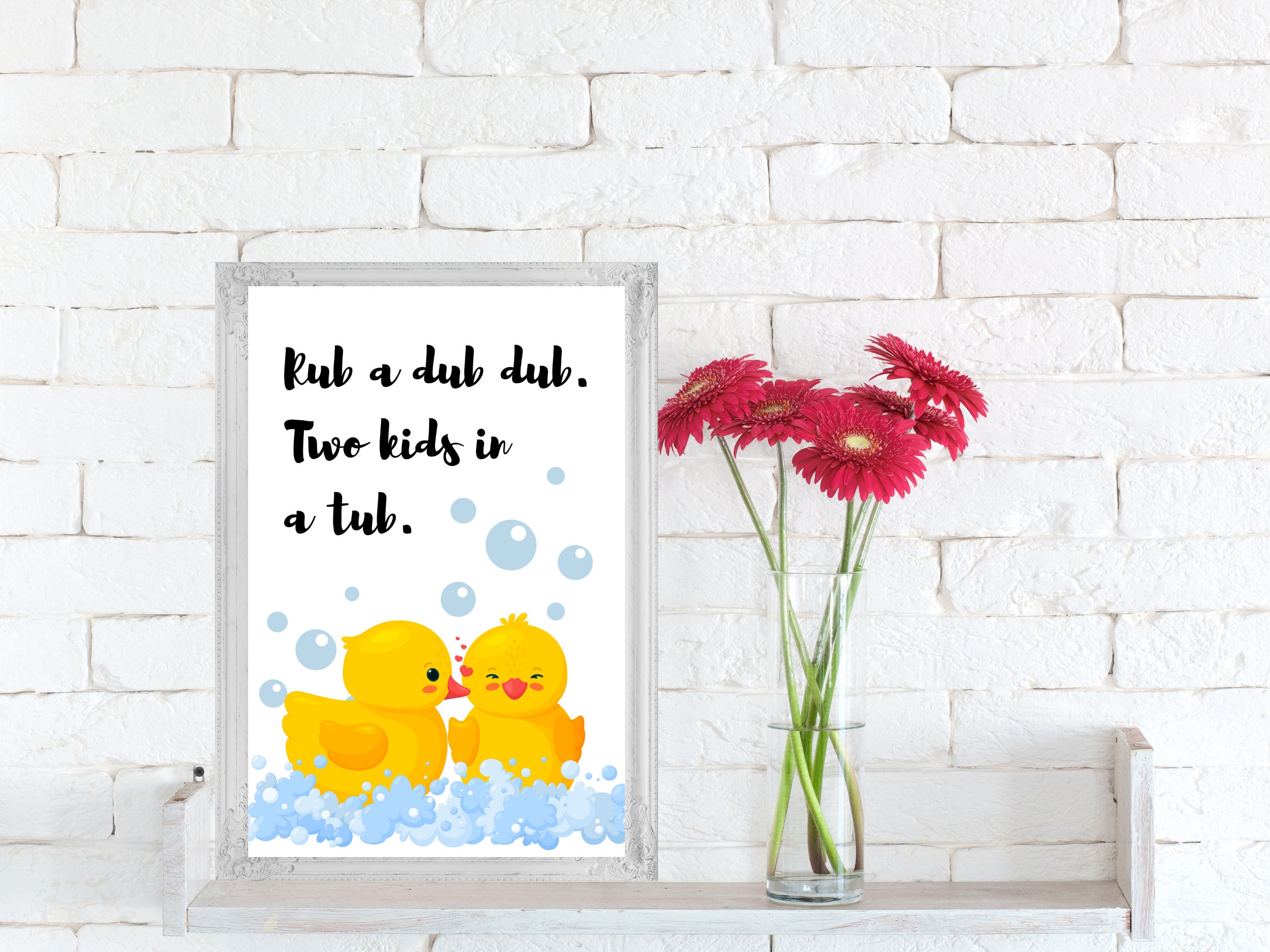 Cute Rubber Duck Decor - Rub a Dub Dub - Ducks in Bathtub - Kids ...