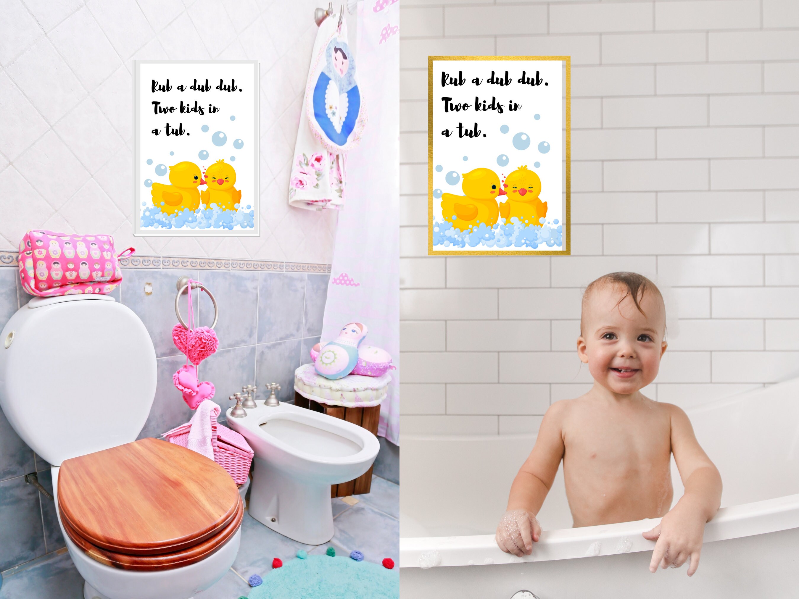 Cute Rubber Duck Decor - Rub a Dub Dub - Ducks in Bathtub - Kids ...