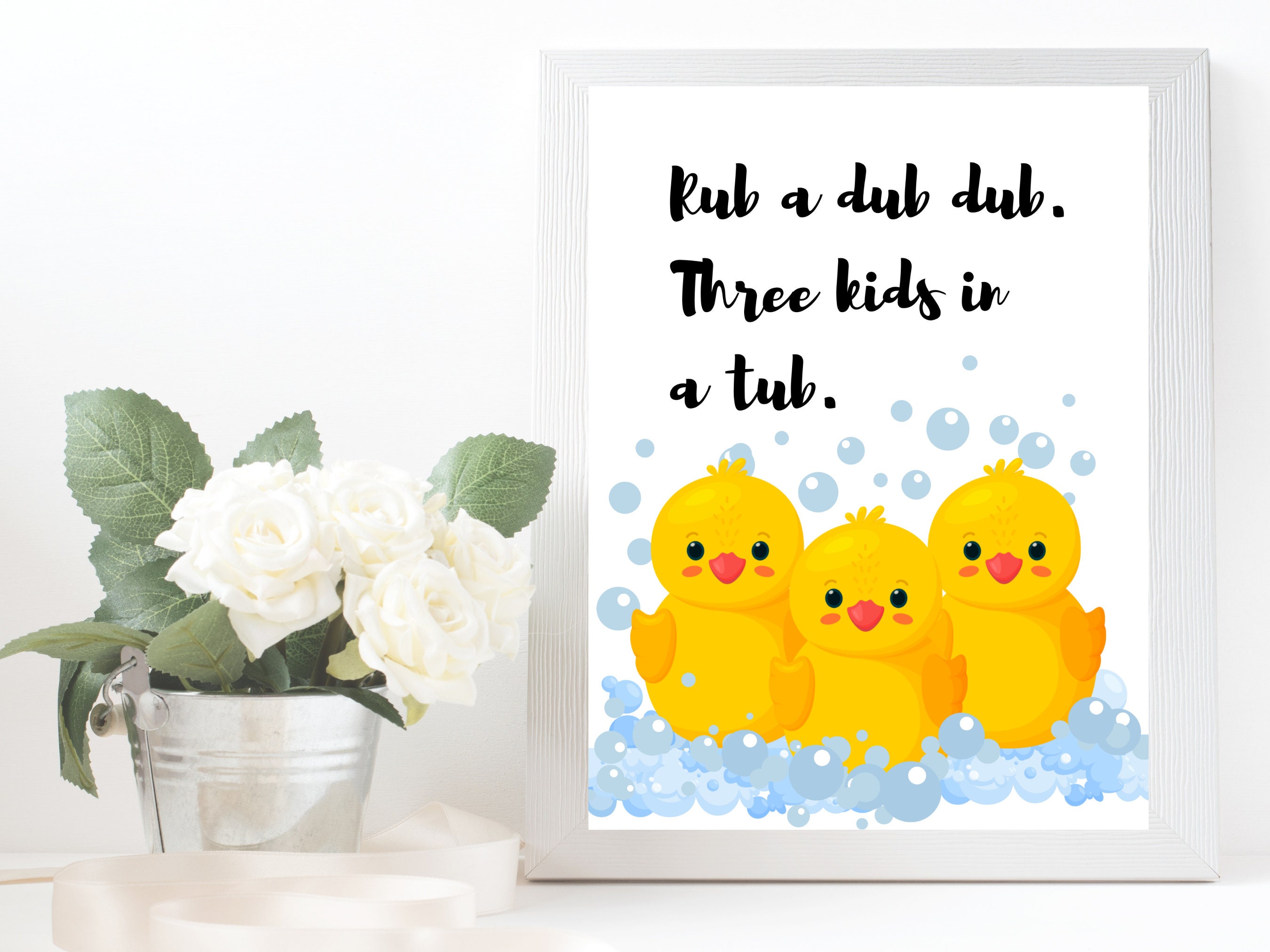 Rubber Ducky Kids Bathroom Print – "rub a Dub Dub" Nursery Rhyme ...
