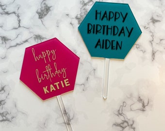 Name and Number Cake Charm for Birthday in Wood or Glitter or Mirror ...