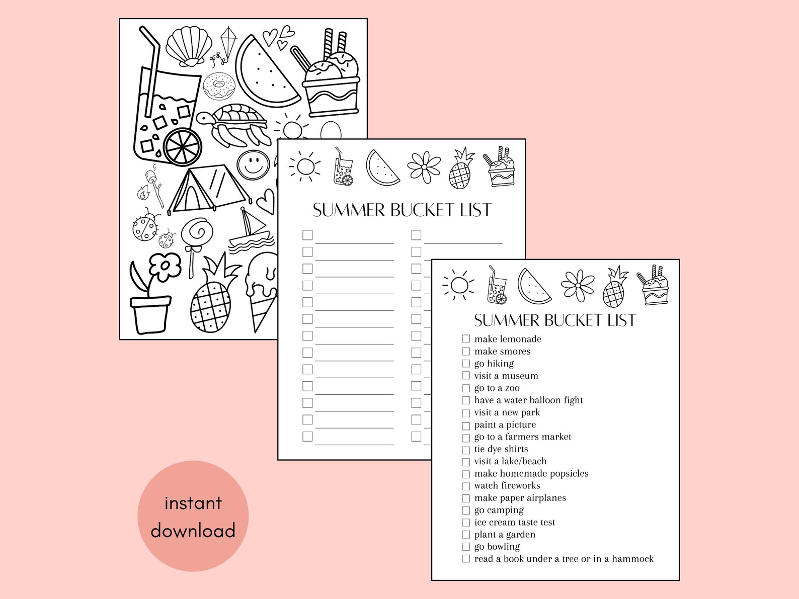 Summer Bucket List Printable, Summer Break Bucket List Template, Summer ...