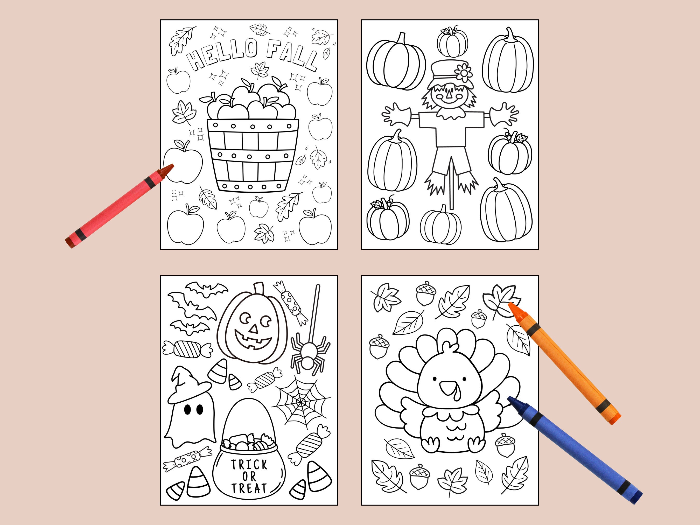 Kid Fall Coloring Sheet, Printable Coloring Page, Fall Classroom ...