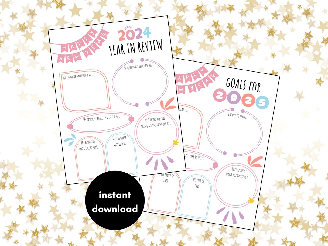 Kids New Years Goals, Kids Year in Review, Printable New Years ...