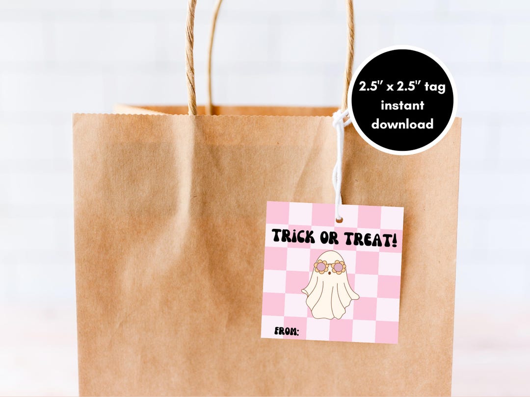 Printable Groovy Halloween Gift Tags, Retro Halloween Party, Boo Basket ...
