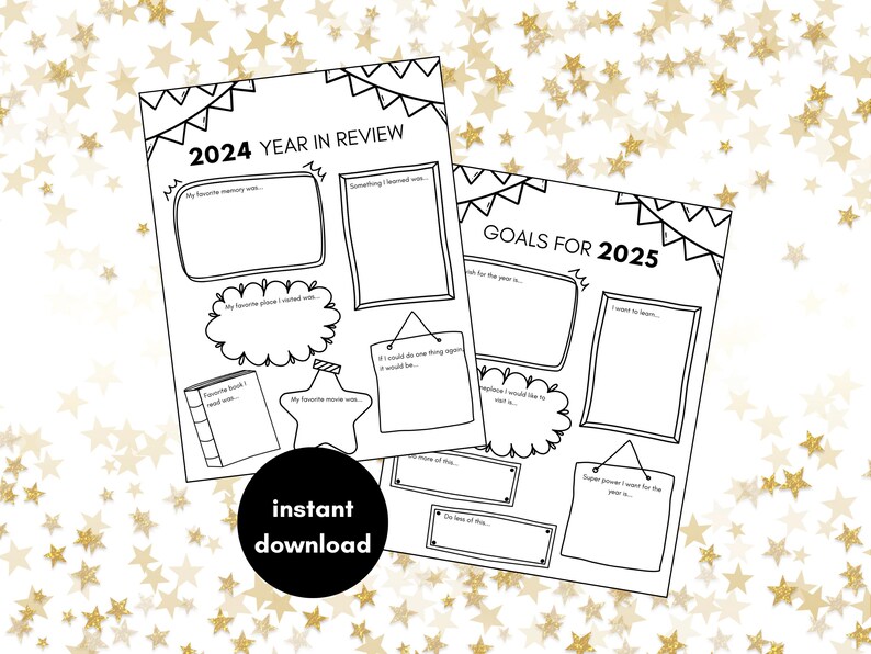 Kids New Years Goals, Kids Year in Review, Printable New Years ...