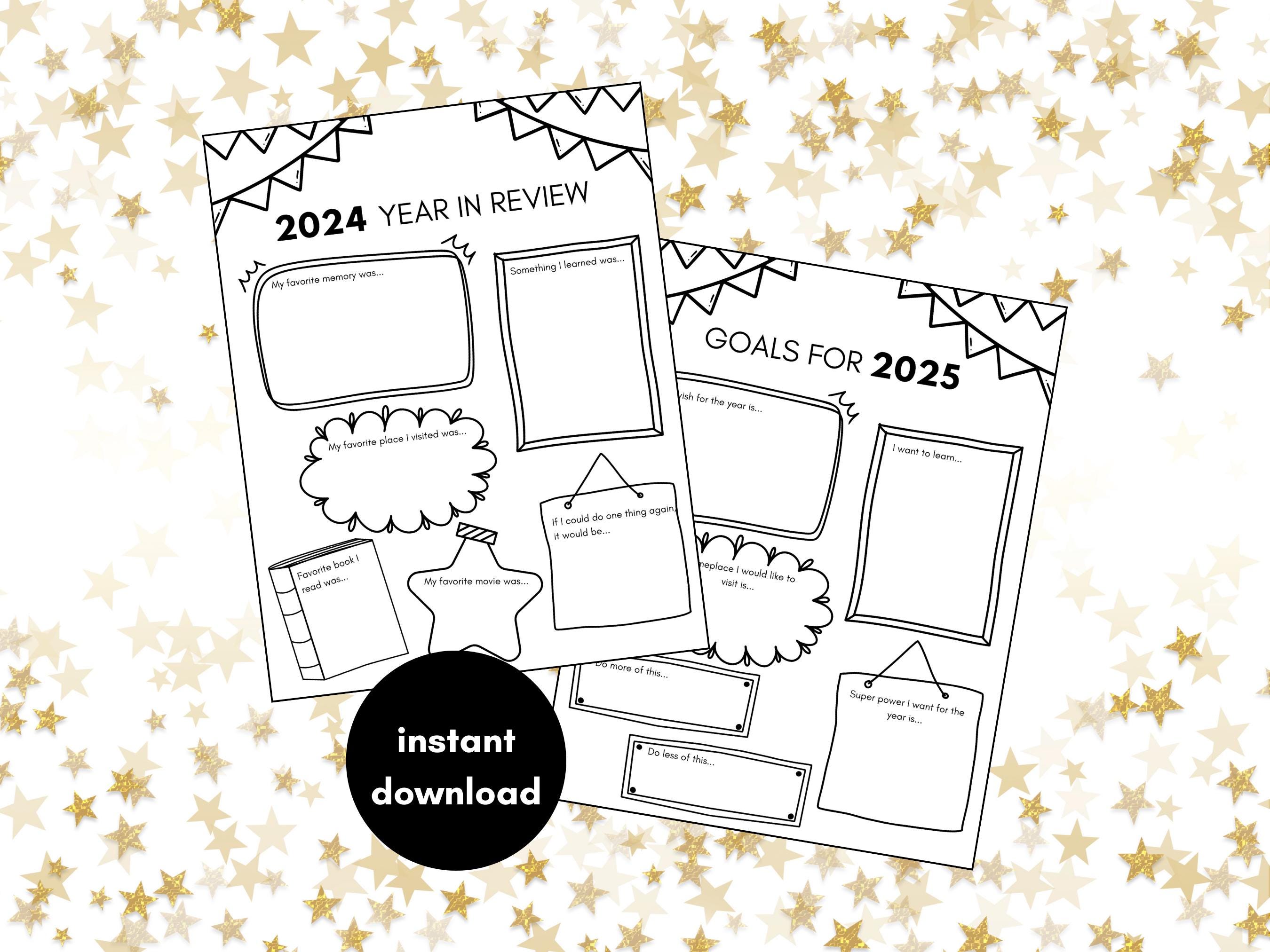 Kids New Years Goals, Kids Year in Review, Printable New Years ...