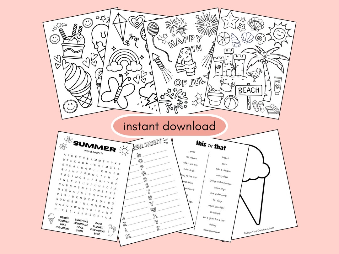 Summer Fun, Kids Summer Activity Sheet, Summer Activity Page, Kids ...