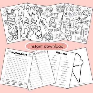 Summer Fun, Kids Summer Activity Sheet, Summer Activity Page, Kids ...