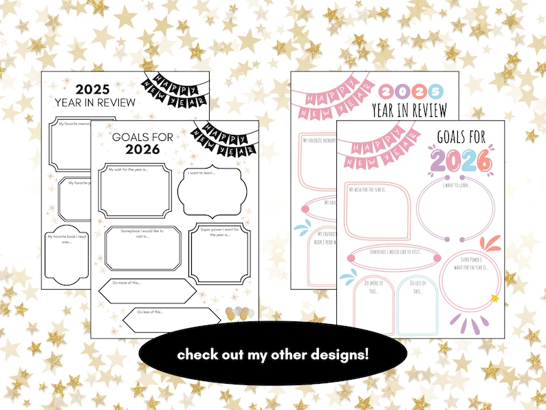 Kids New Years Goals, Kids Year in Review, Printable New Years ...