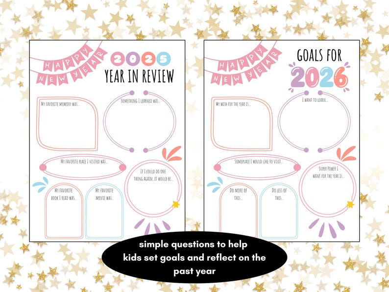 Kids New Years Goals, Kids Year in Review, Printable New Years ...
