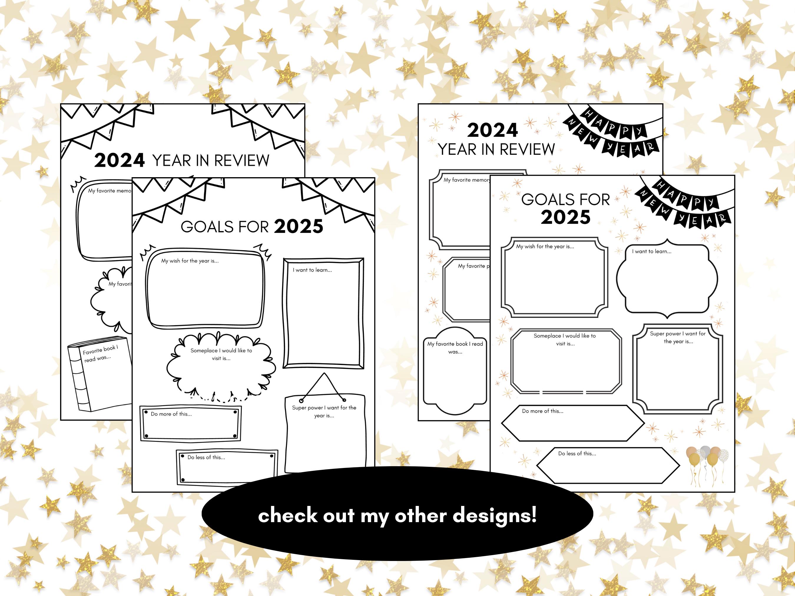 Kids New Years Goals, Kids Year in Review, Printable New Years ...
