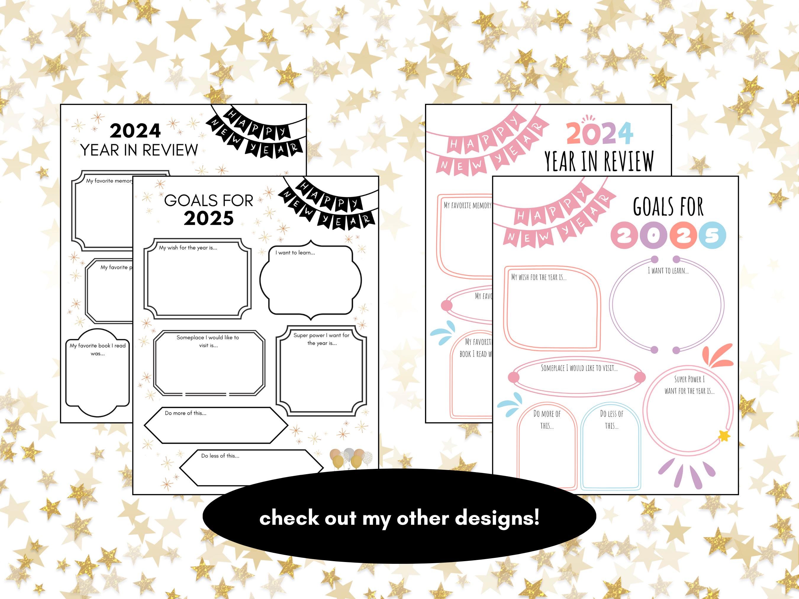 Kids New Years Goals, Kids Year in Review, Printable New Years ...