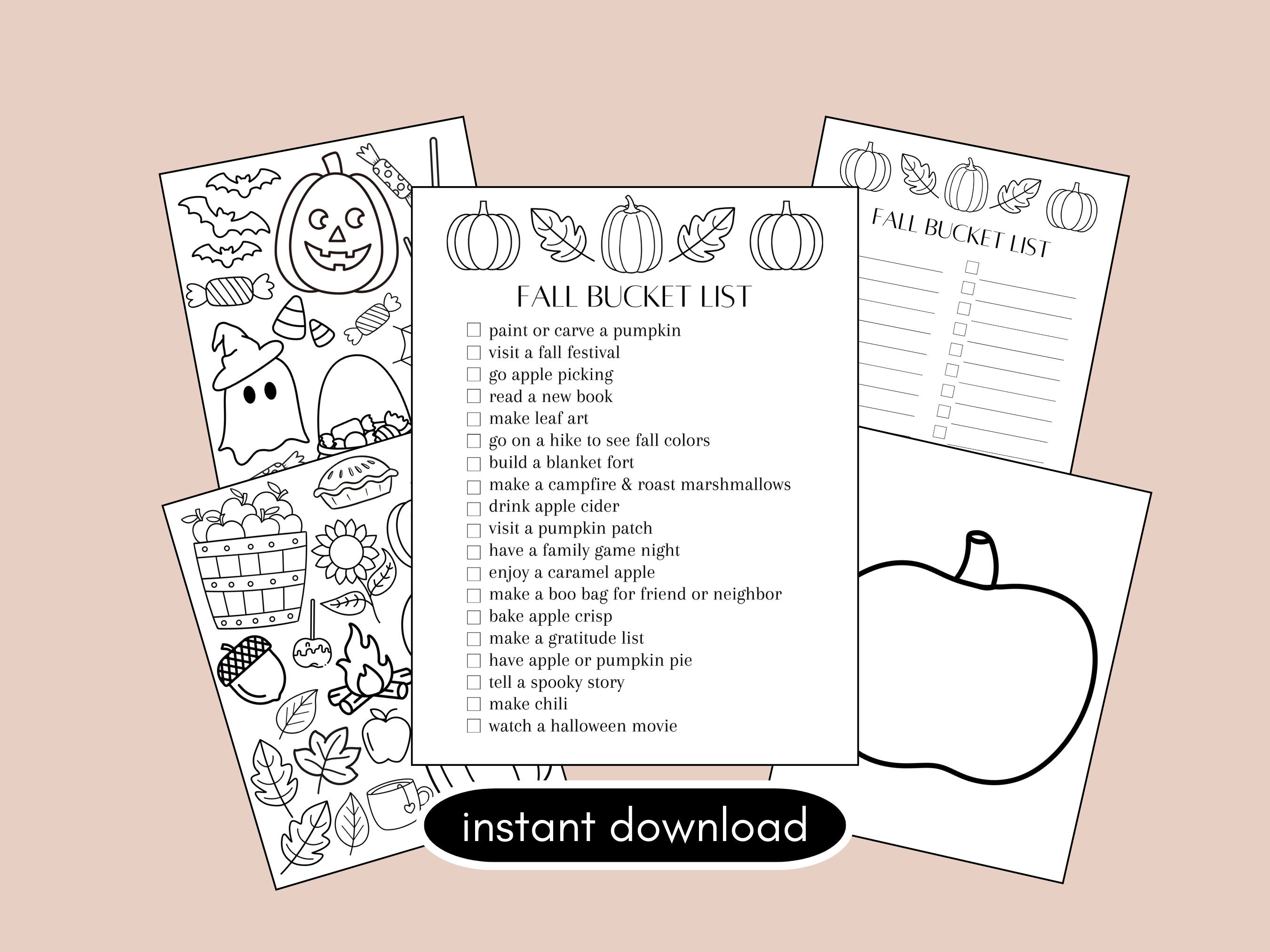 Fall Bucket List Printable, Fall Break Bucket List Template, Fall ...