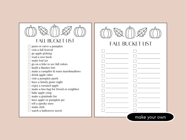 Printable Fall Bucket List, Kids Bucket List Template, Fall Coloring ...