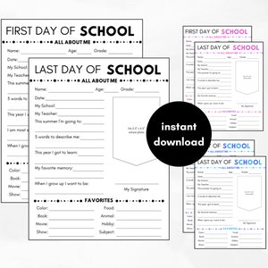 Back to School Printable, First Day of School Questionnaire, Last Day ...