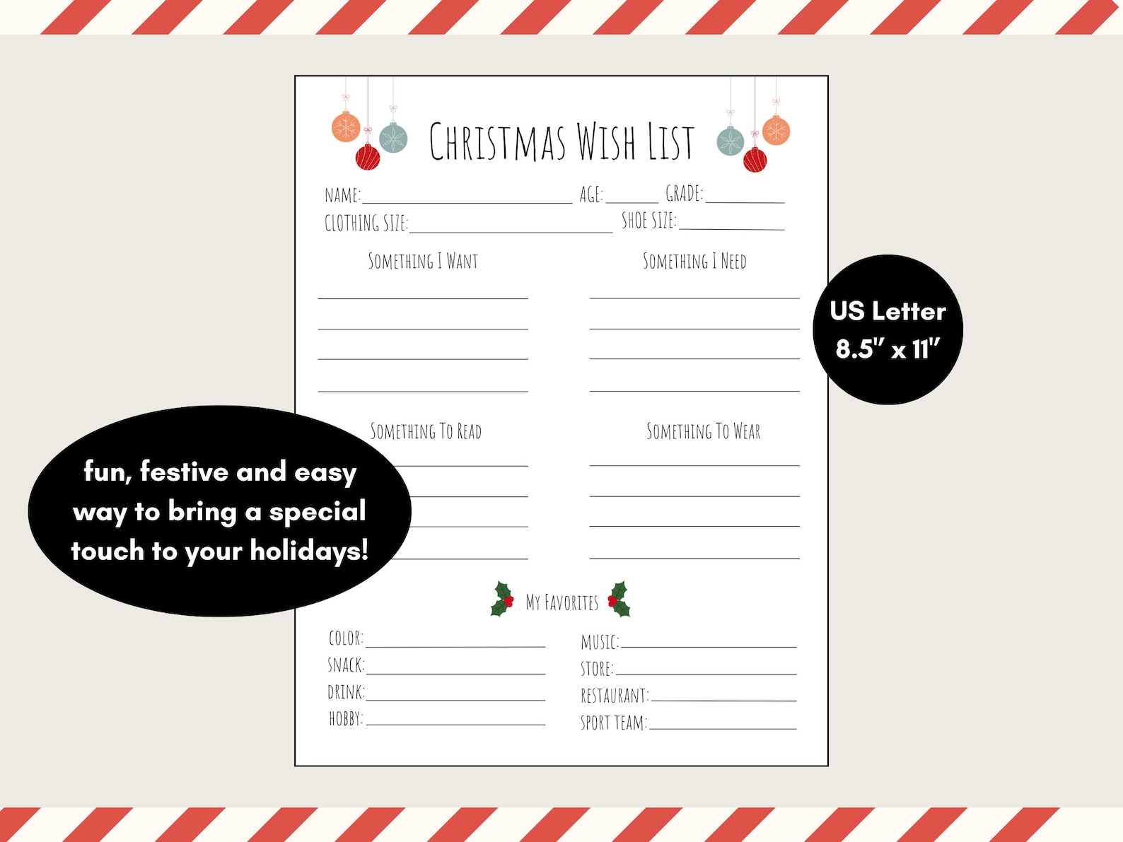 Kids Christmas Wish List, Printable Wish List, Kids Christmas Planner ...