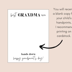 Grandparents Day Printable, Kids Handprint Craft, Hands Down Sign ...