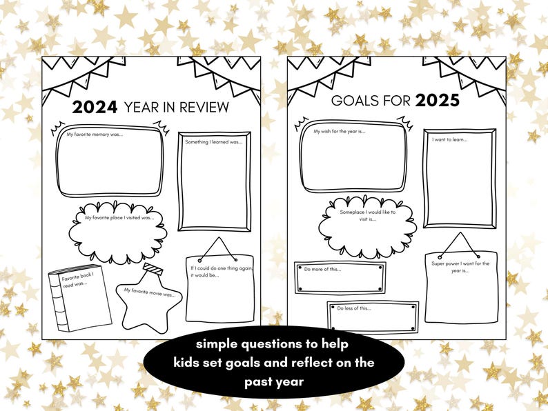 Kids New Years Goals, Kids Year in Review, Printable New Years ...
