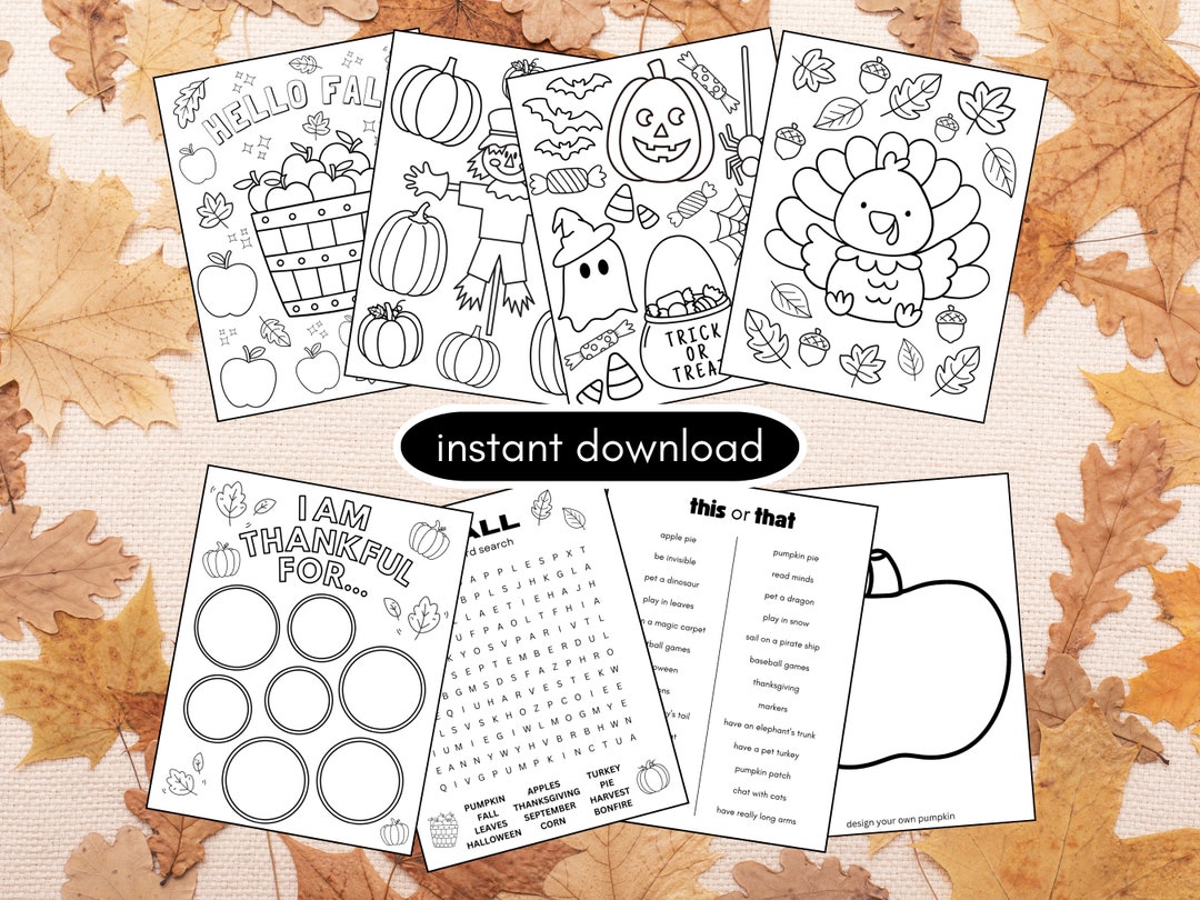 Kid Fall Coloring Sheet, Printable Coloring Page, Fall Classroom ...