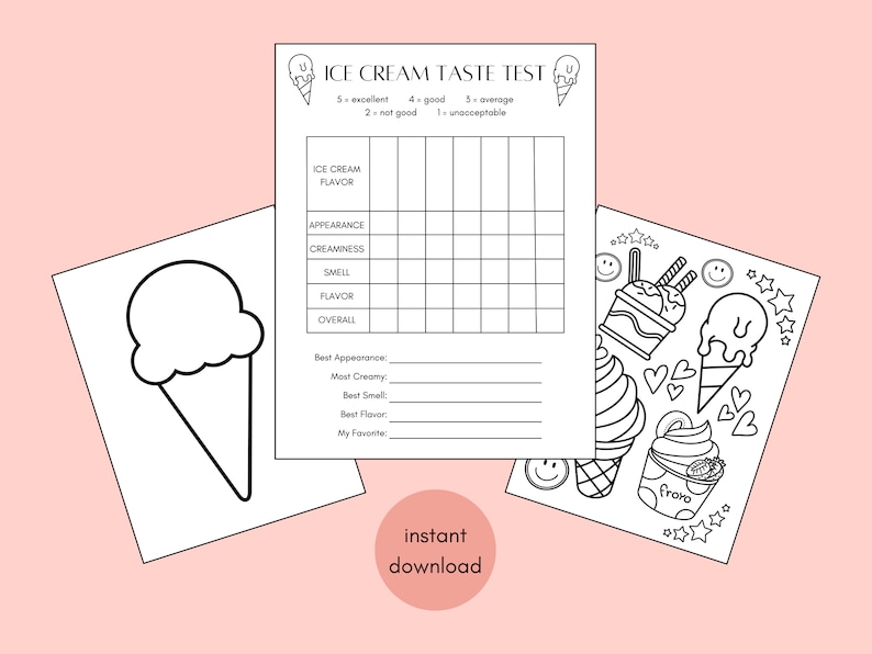Ice Cream Taste Test, Ice Cream Tasting Score Card, Birthday Party Game ...
