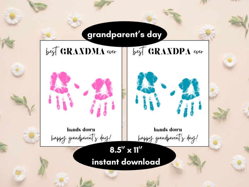 Grandparents Day Printable, Kids Handprint Craft, Hands Down Sign ...