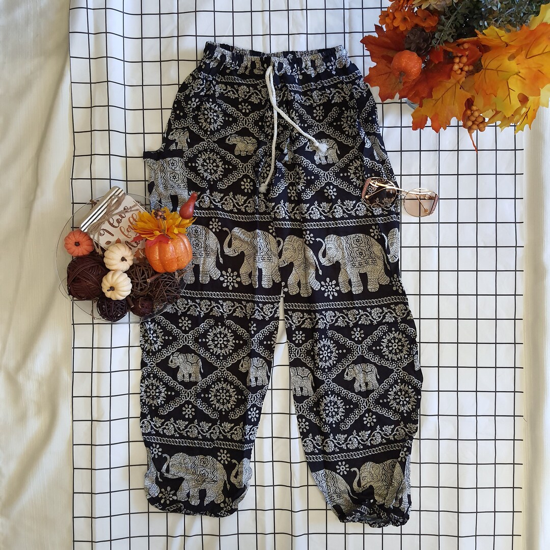 Elastic Tie Waist Elephant Pants Women Flowy Hippie Pants - Etsy