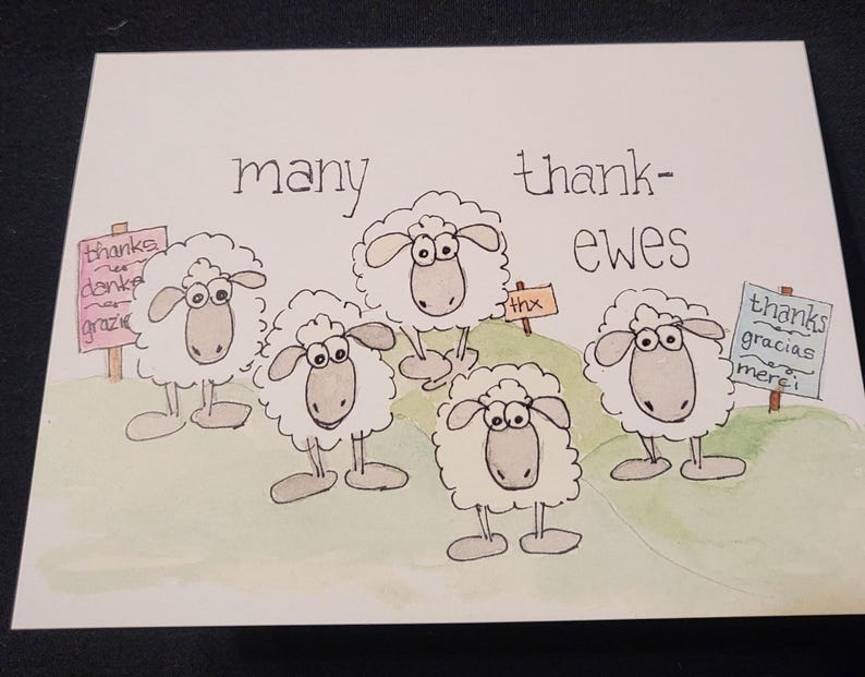 Thank Ewe / Thank You Watercolor Card - Etsy