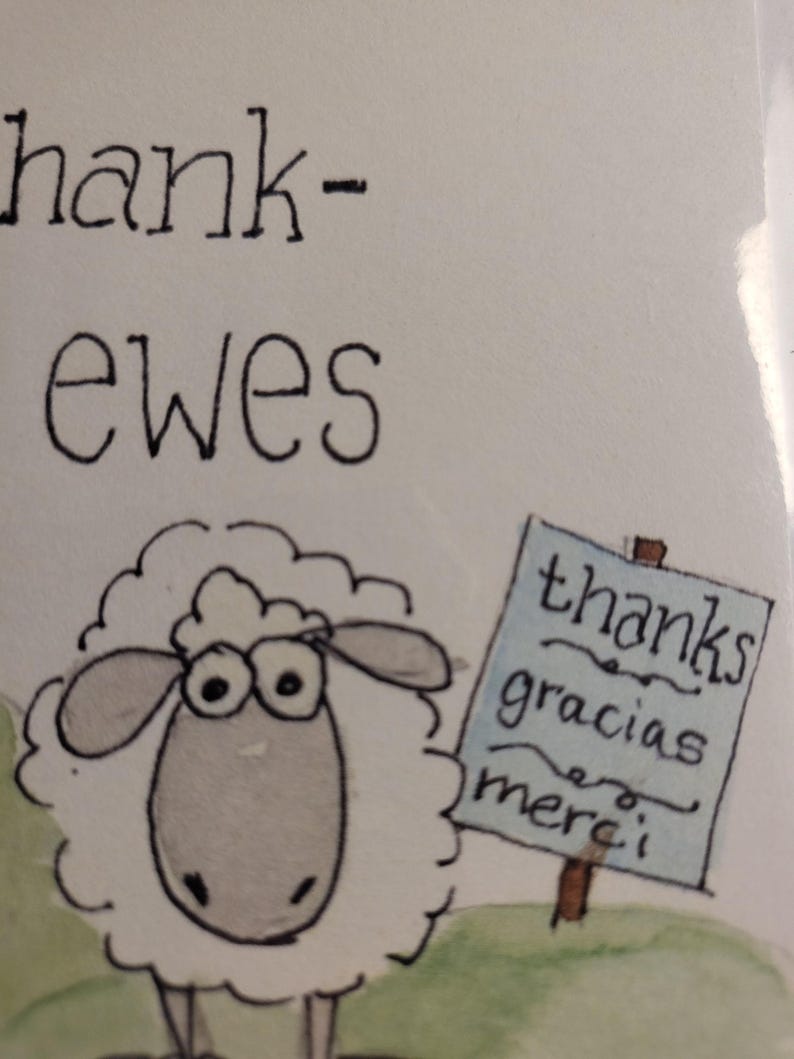 Thank Ewe / Thank You Watercolor Card - Etsy