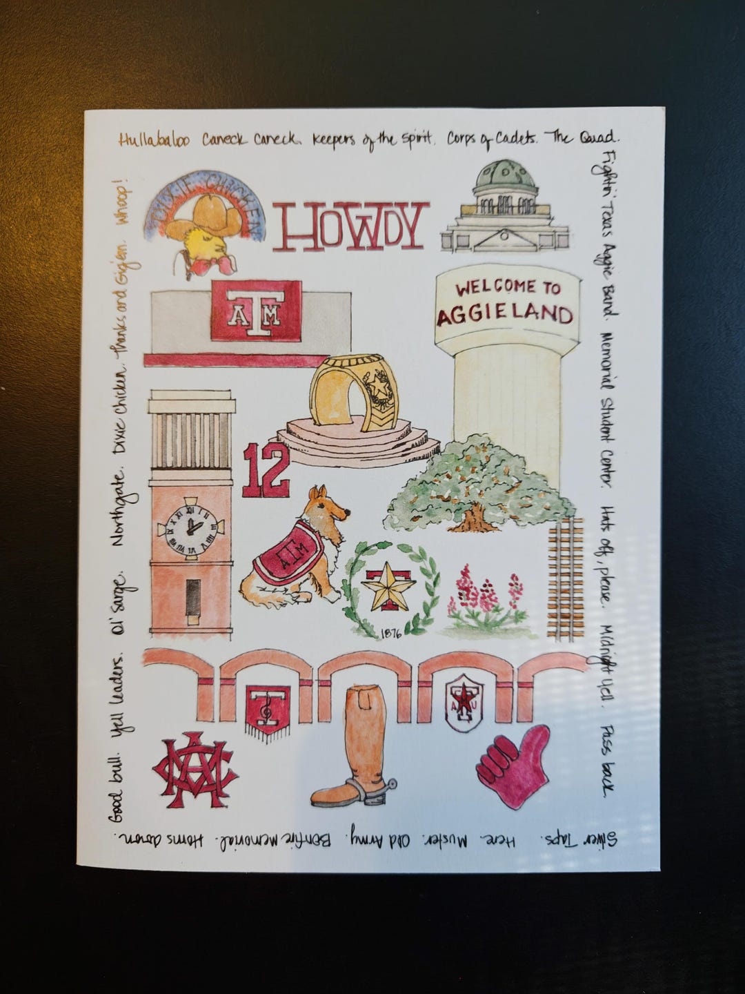 Whoop Aggie Greeting Card for Ring Day Texas A&M Landmarks Century Tree ...