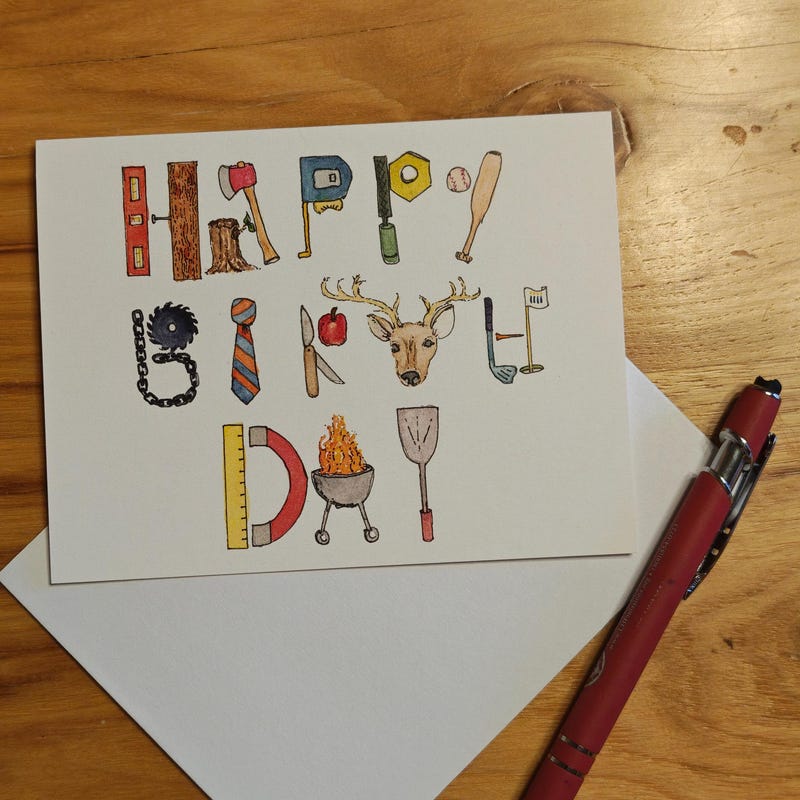 Manly Birthday Card - Etsy