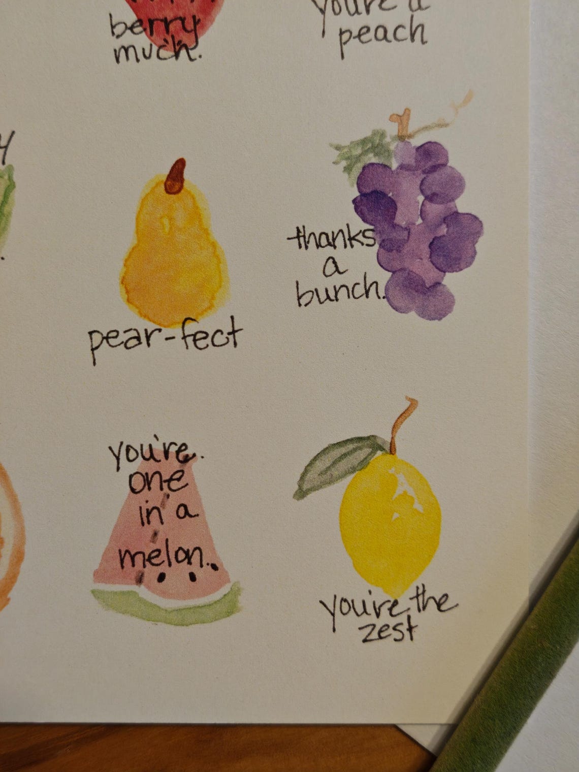 Fruits of Thankfulness – Punny Watercolor Gratitude Card With Berry ...