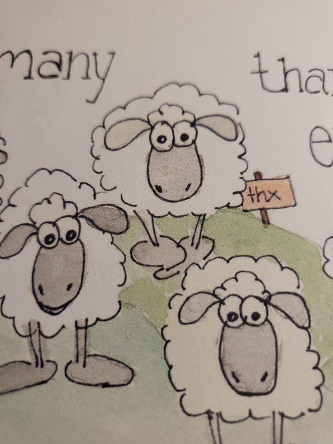 Thank Ewe Watercolor Card – Funny Sheep Pun – Cute Farm Animal Thank ...
